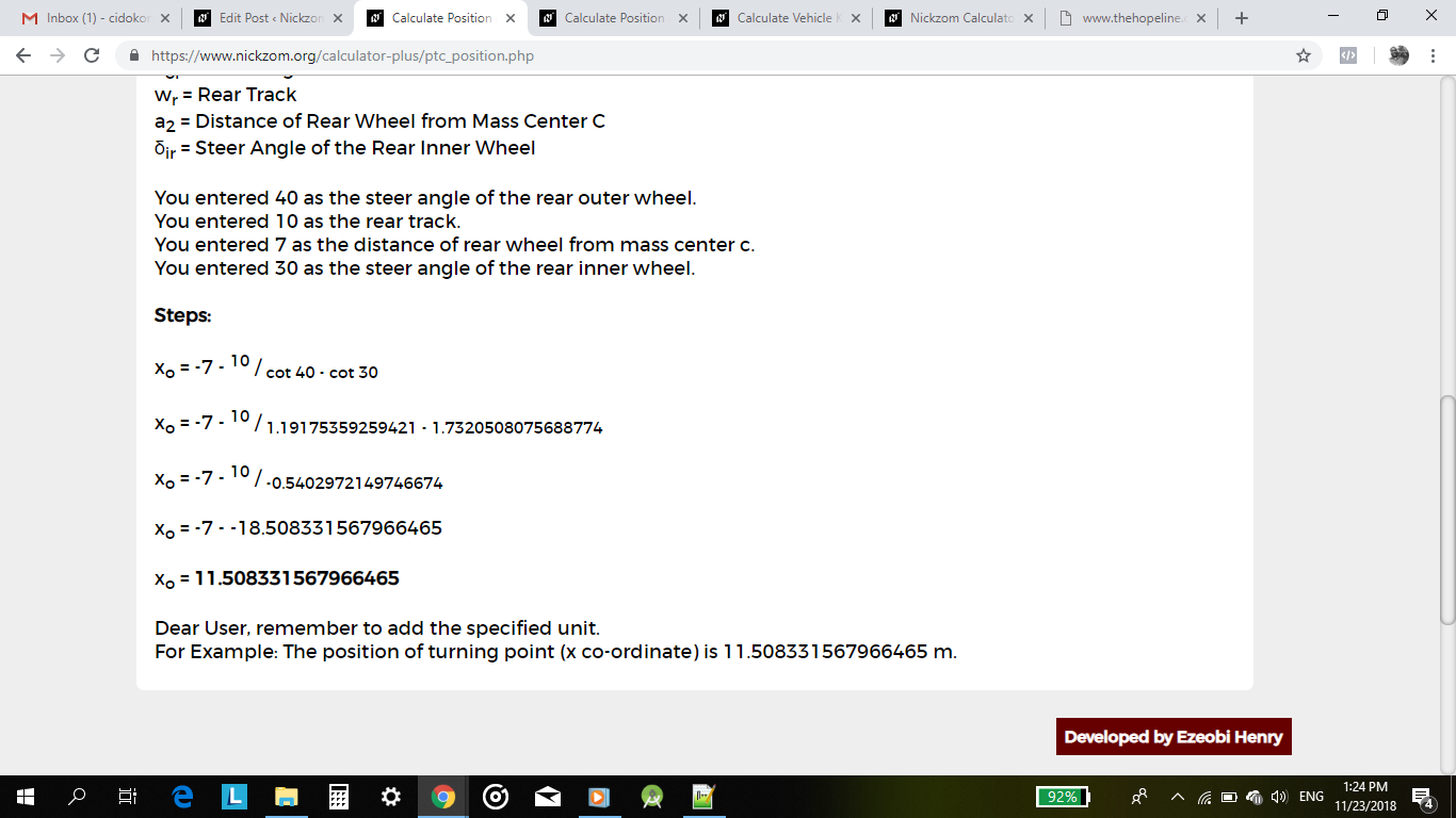 The Calculator Encyclopedia Calculates the Position of Turning Point ...