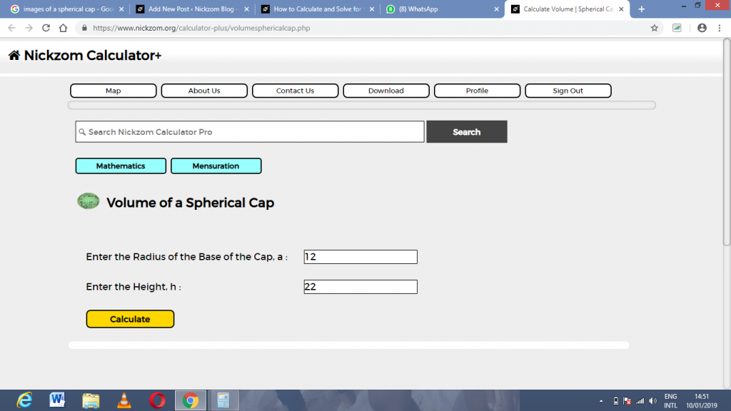 How to Calculate and Solve for the Volume of a Spherical Cap | Nickzom ...