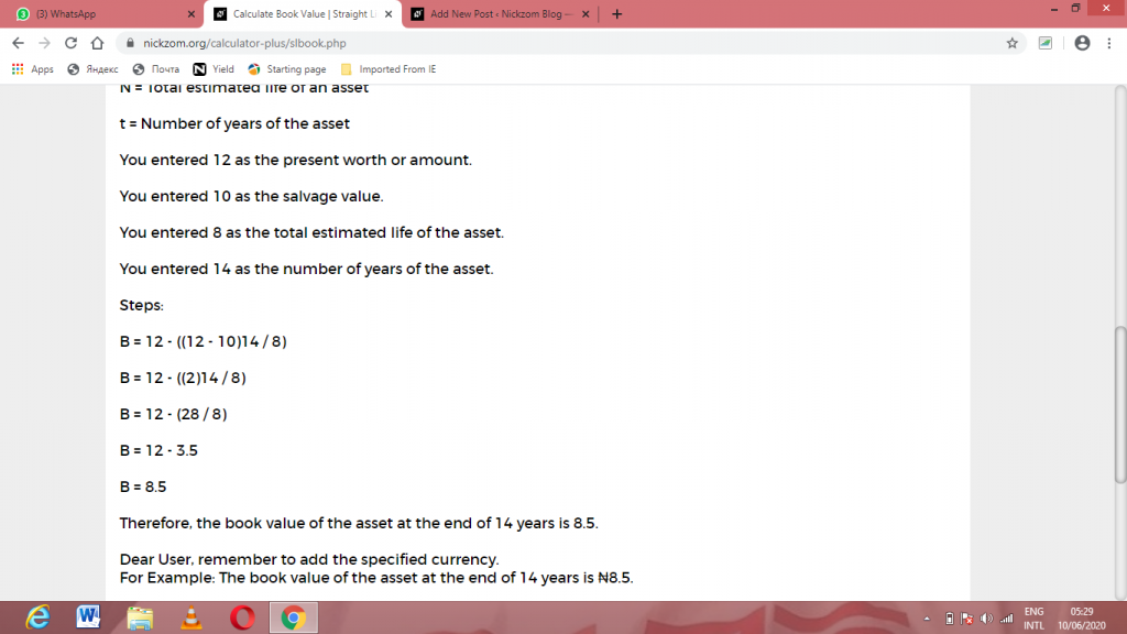 How to Calculate and Solve for Book Value | Straight line Method ...