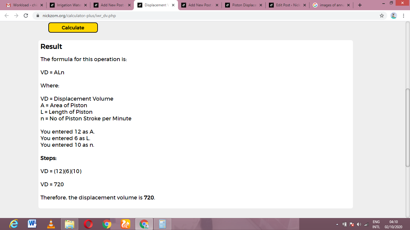 How to Calculate and Solve for Displacement Volume | Irrigation Water ...