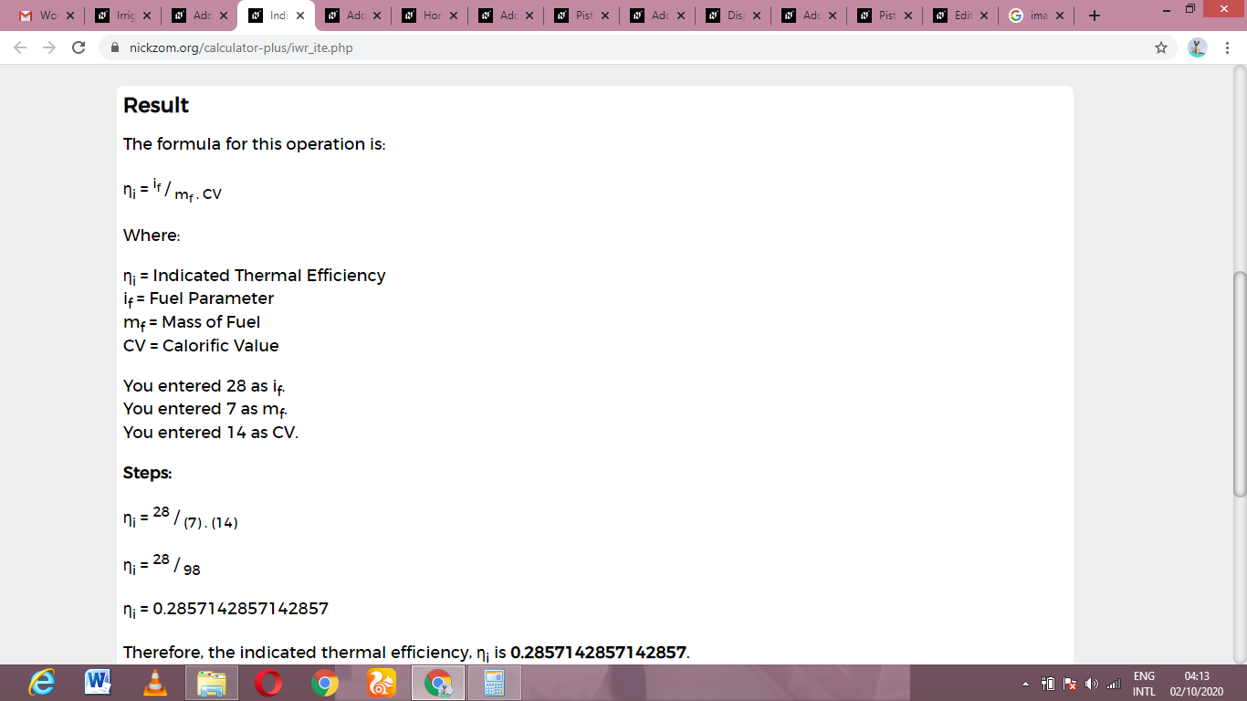 How to Calculate and Solve for Indicated Thermal Efficiency ...