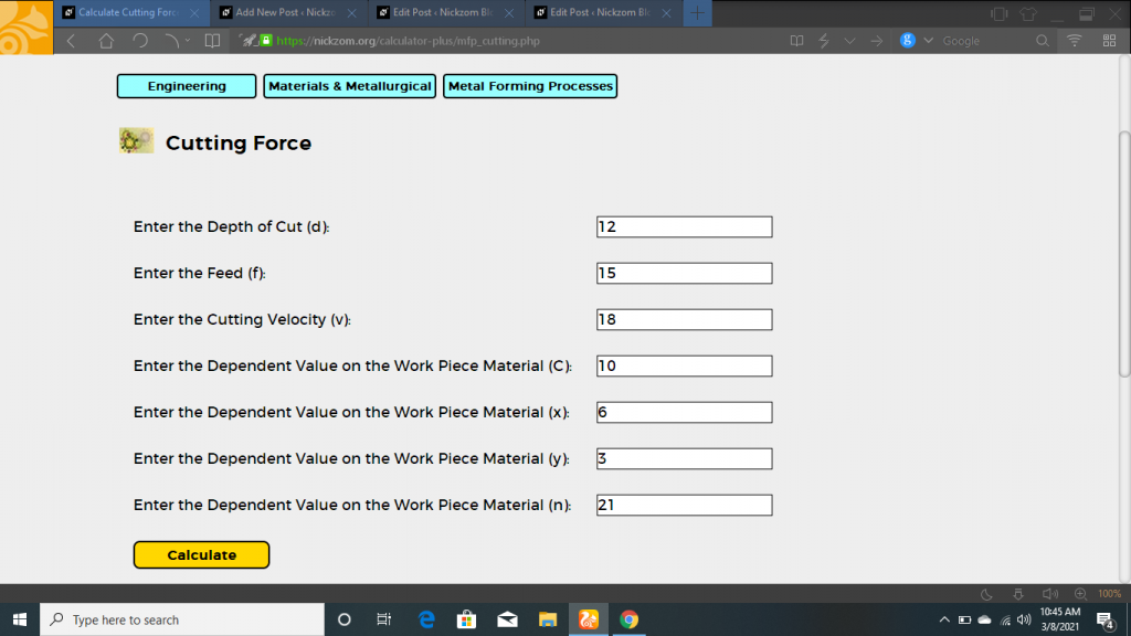 How to Calculate and Solve for Cutting Force | Metal Forming processes
